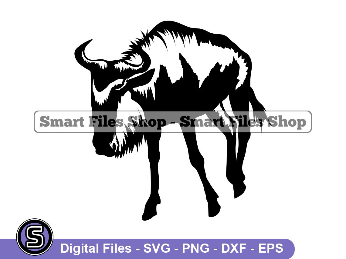 Wildebeest Svg Safari Creatures Svg Wildebeest Dxf - Etsy