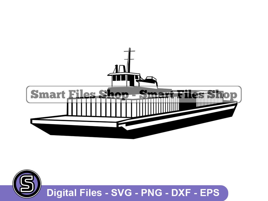 Barge #2 Svg, Barge Svg, Ship Svg, Shipping Svg, Barge Dxf, Barge Png ...