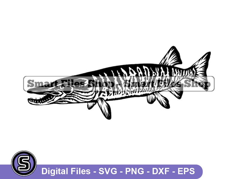 Muskellunge #2 Svg, Fish Svg, Fishing Svg, Muskellunge Dxf, Muskellunge ...