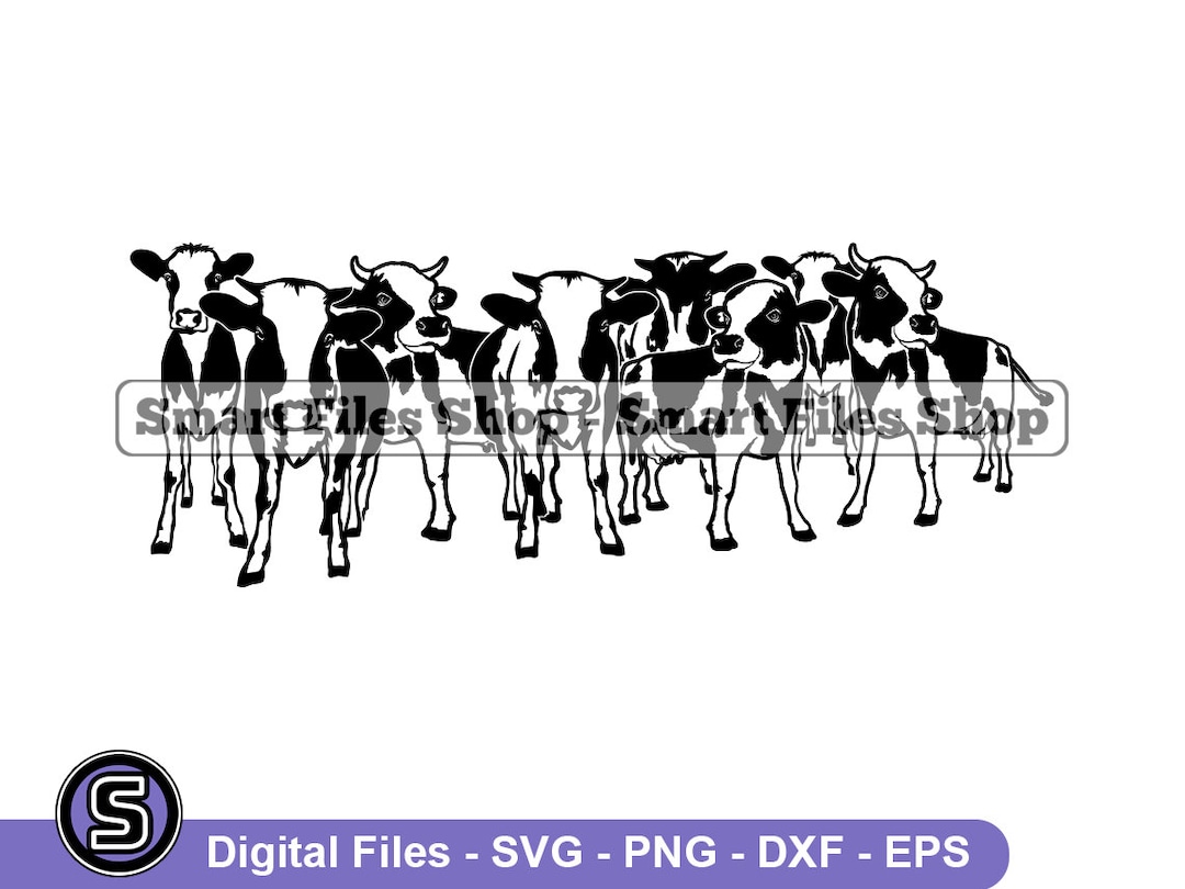 Herd of Cows 2 Svg, Cow Svg, Cattle Svg, Heifer Svg, Farm Animals Svg ...