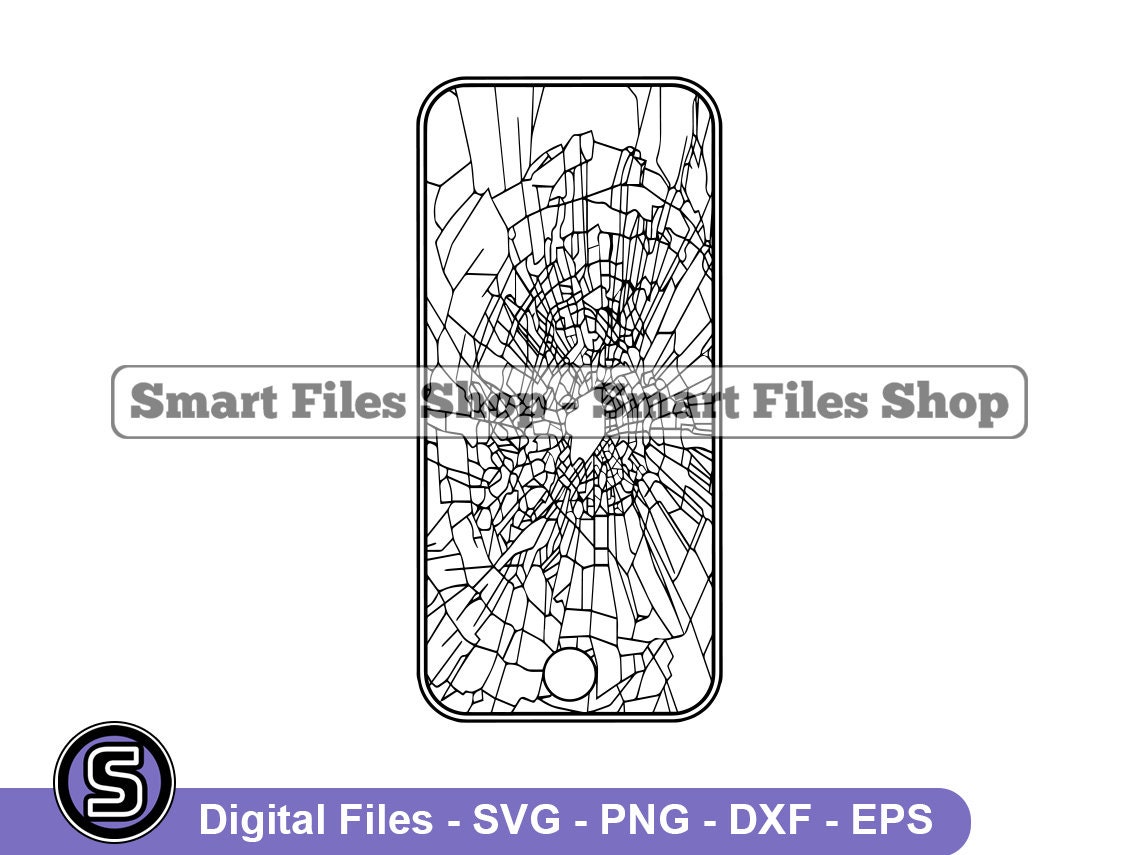 Smashed Phone Outline Svg Broken Phone Svg Smartphone Svg | Etsy