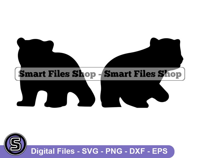 Mama Bear SVG Three Cubs Silhouette Clipart Iron on Bear Cub Clipart ...