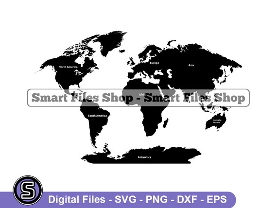 World Map SVG World Map Svg 7 Continents Svg World Map Dxf | Etsy