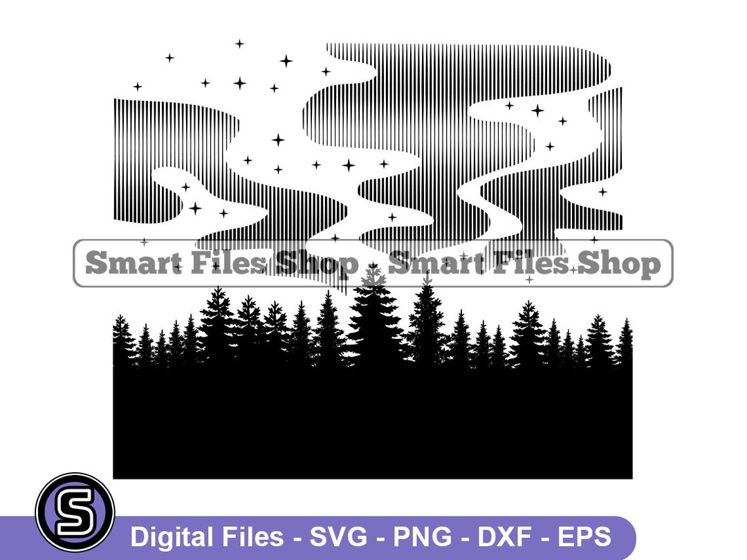 Northern Lights SVG, Arctic Svg, Forest Svg, Northern Lights Dxf ...