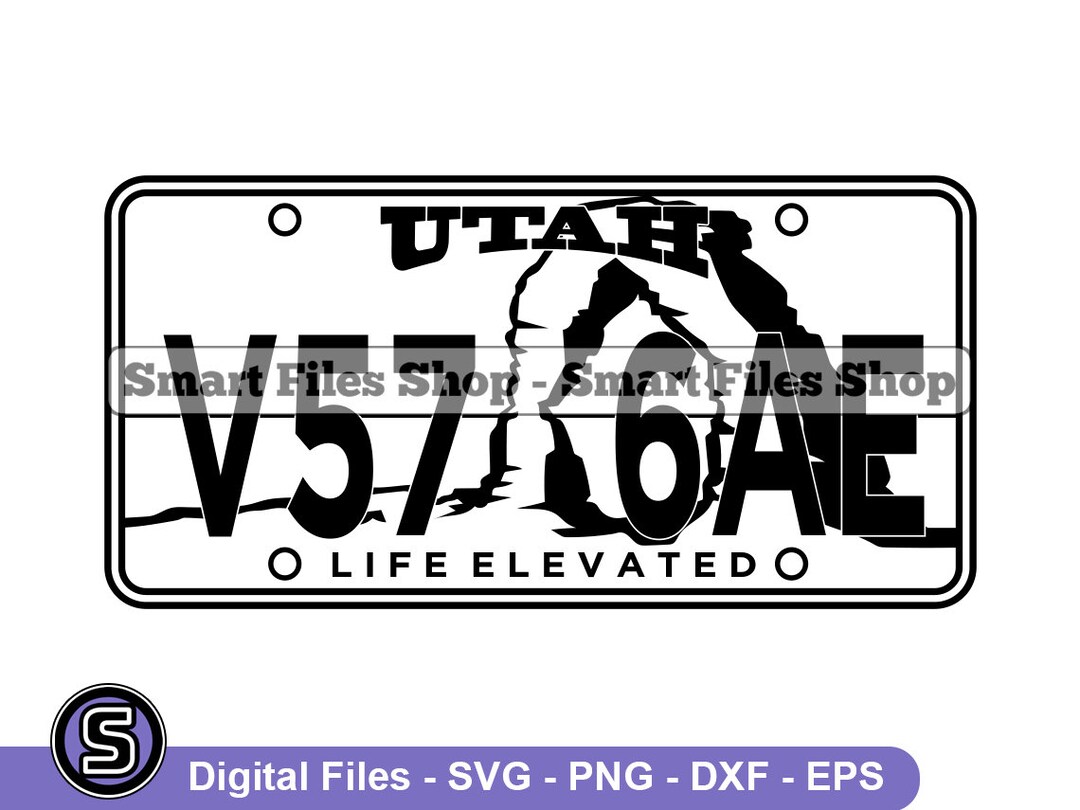 Utah Licence Plate Svg, Utah Svg, Driving Svg, Driver Svg, Utah Dxf ...