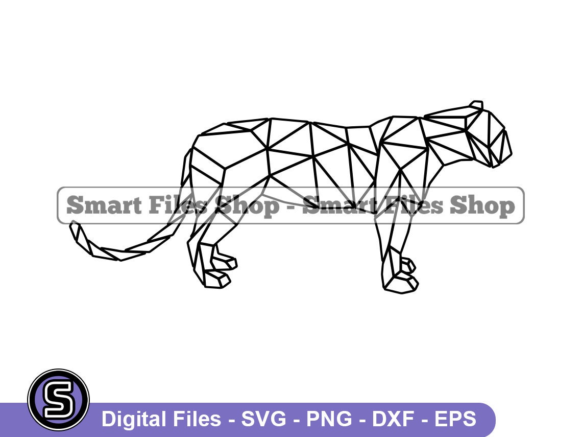 Geometric Leopard Outline Svg Leopard Svg Geometric Animals - Etsy