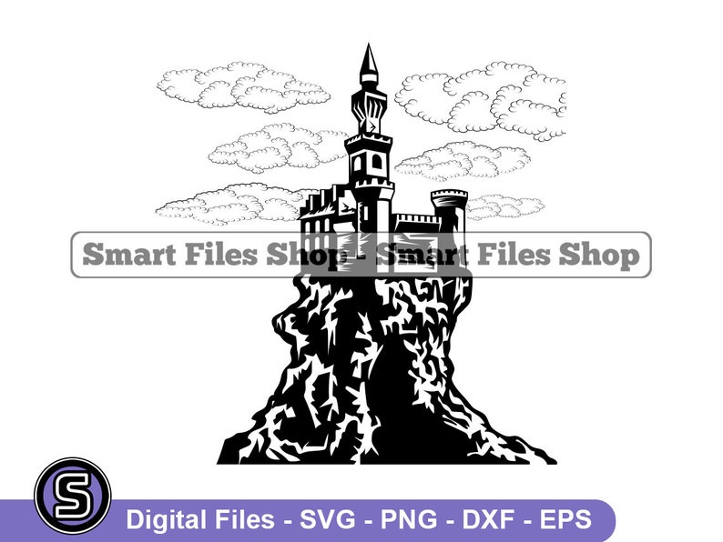 Castle on A Clifff Svg, Castle Svg, Fortress Svg, Castle Dxf, Castle ...