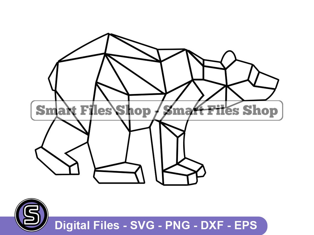 Geometric Bear Outline Svg, Bear Svg, Geometric Svg, Animal Svg, Bear ...