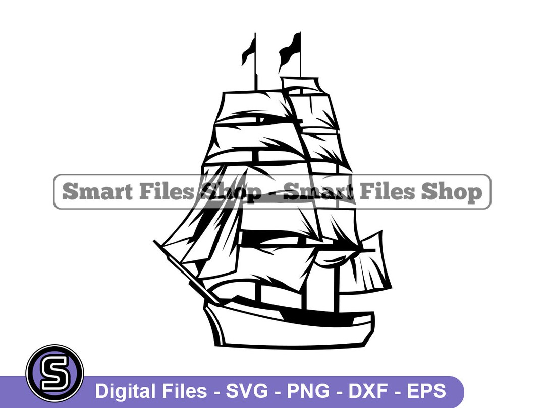 Buy Sailing Ship 2 Svg, Ship Svg, Nautical Svg, Sailing Svg, Sailing ...