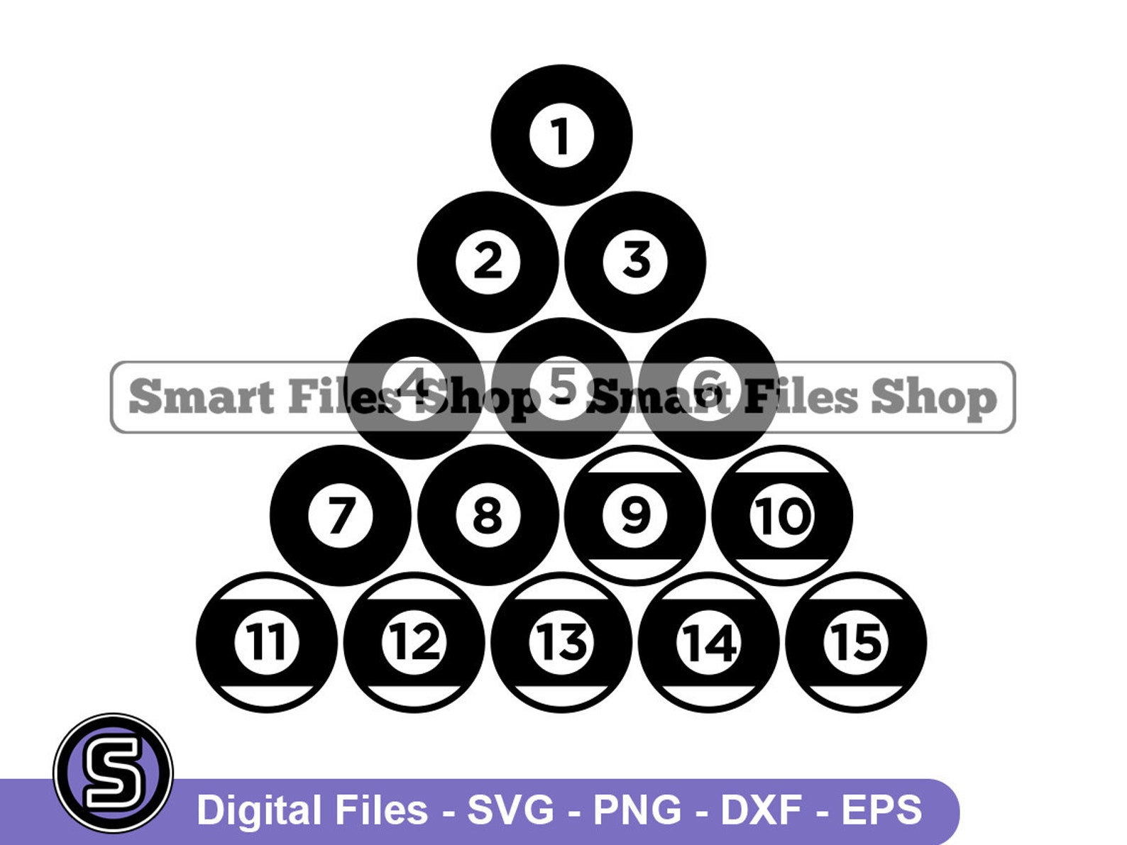 Billiards Ball Set Svg, Pool Ball Set Svg, Billiards Svg, Billiards Dxf ...