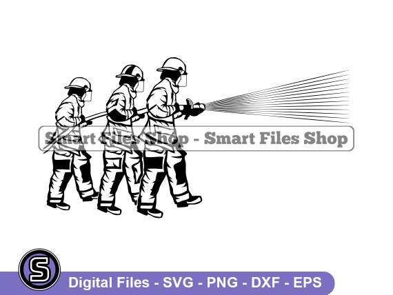 Firefighters With Fire Hose Svg Firefighter Svg Fireman Svg - Etsy