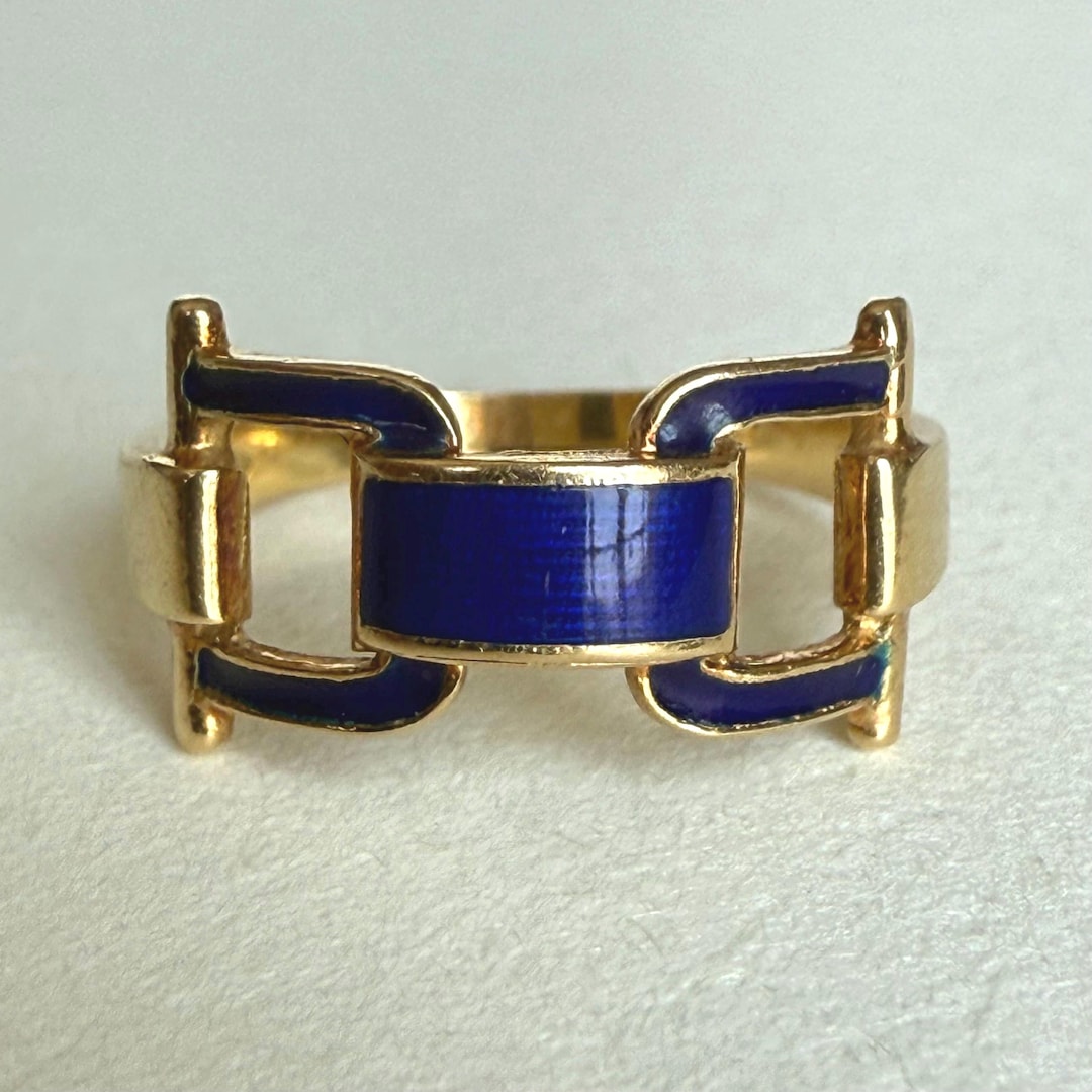 Vintage Fabor Italy 18K Gold Guilloché Enamel Ring - 1960s Modernist - Etsy