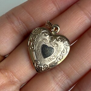 10k Yellow Gold Heart With Ornamental Etching and Original Pictures 2 ...