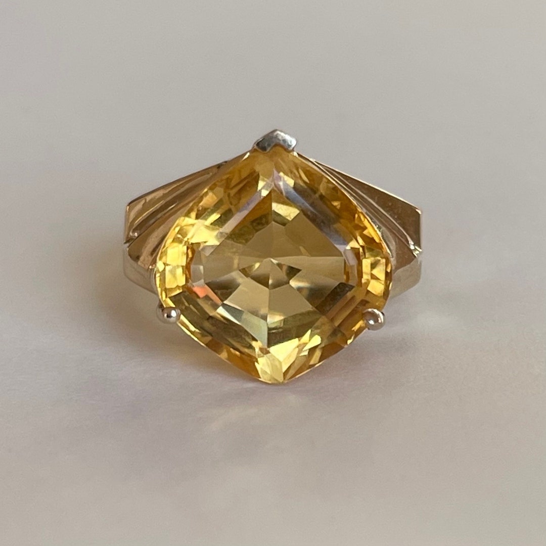 Lovely 14K Gold Fancy Cut Citrine Ring, Size 6, 4.4 Grams, November ...