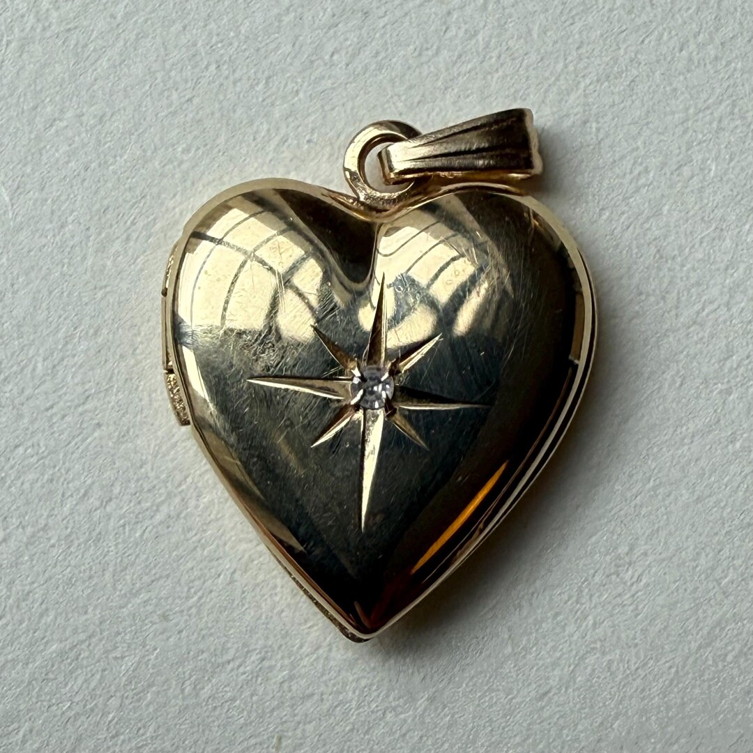 Vintage 14K Diamond Star Locket Pendant, 2.1gr - Etsy