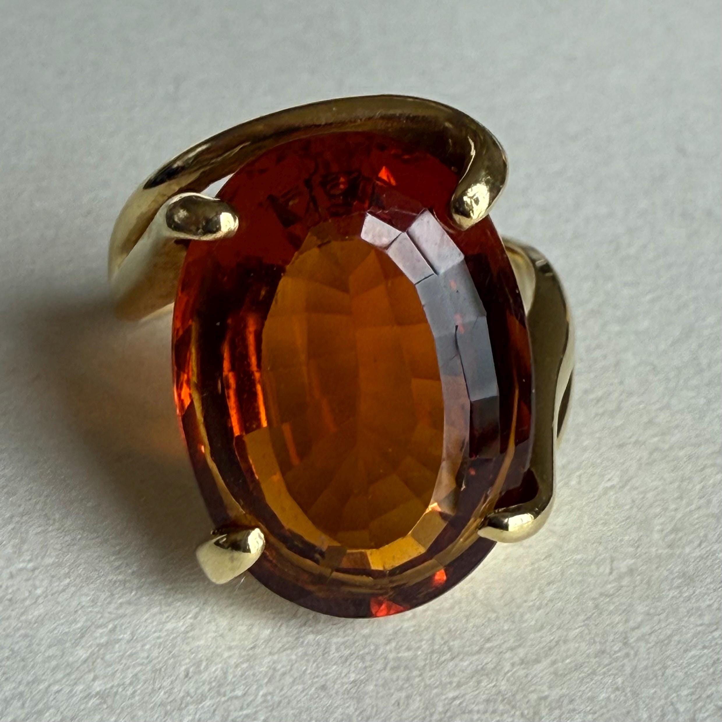 Massive 14K Oval Cut Madeira Citrine Ring, 8.76grams, Size 7.25 ...