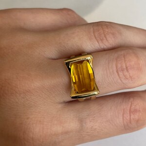 18K Stamped 14K Tested Fancy Cut Citrine Ring, Size 5.75, 5.02 Grams ...