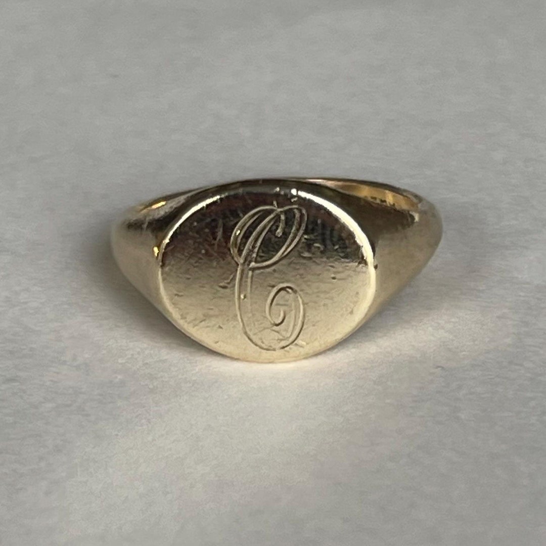Small 10K Gold Initial c Pinky Ring, Size 3, 2.5 Grams, Monogram Ring - Etsy