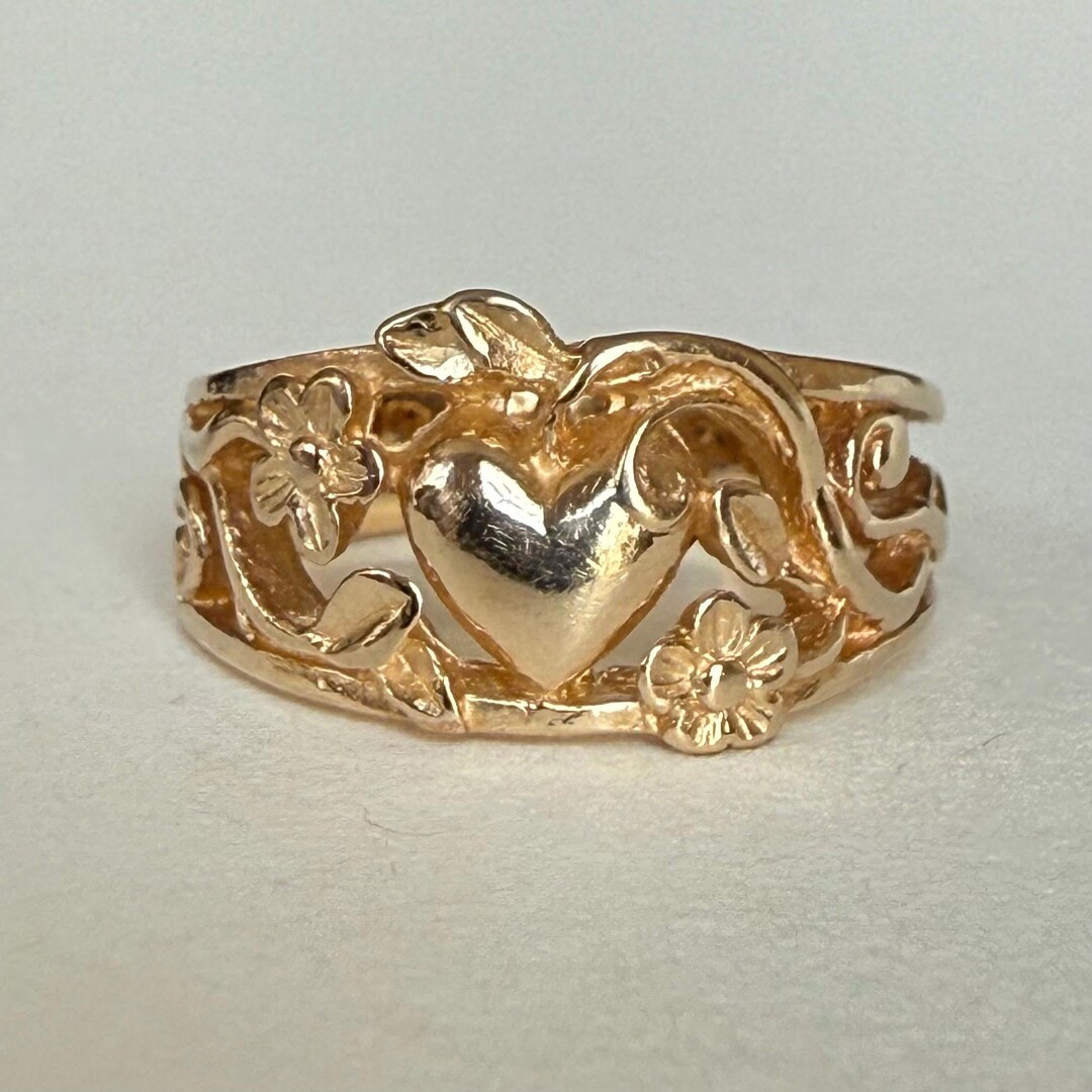 14K Gold James Avery Heart and Flower Ring, Size 4.5, 4.43grams ...
