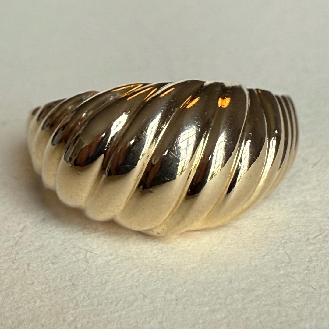 Solid 10K Solid Ribbed Croissant Gold Ring, 3.06grams, Size 8.5US - Etsy