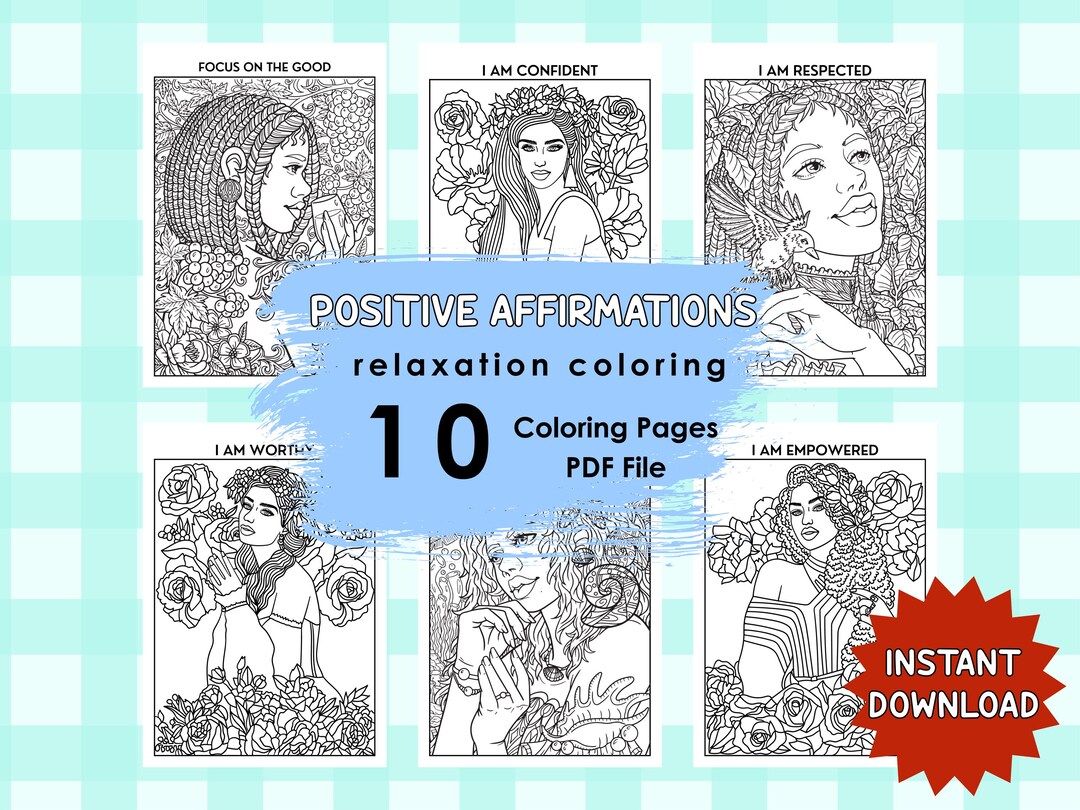 Coloring Book Empowerment Positive Affirmations Coloring Book for ...