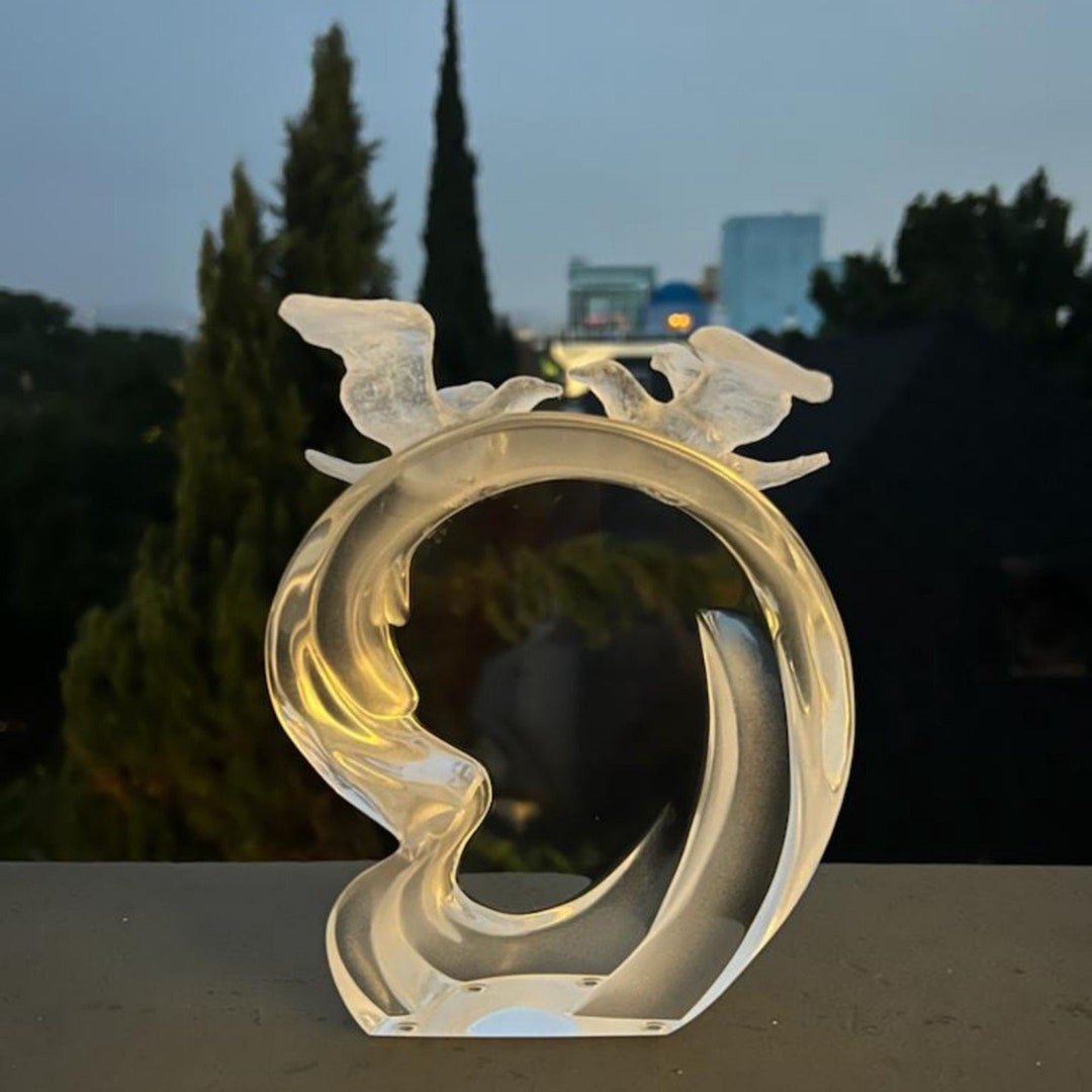 Sculpture, Original, Translucent Lucite Kissing Doves, Signed by Artist ...