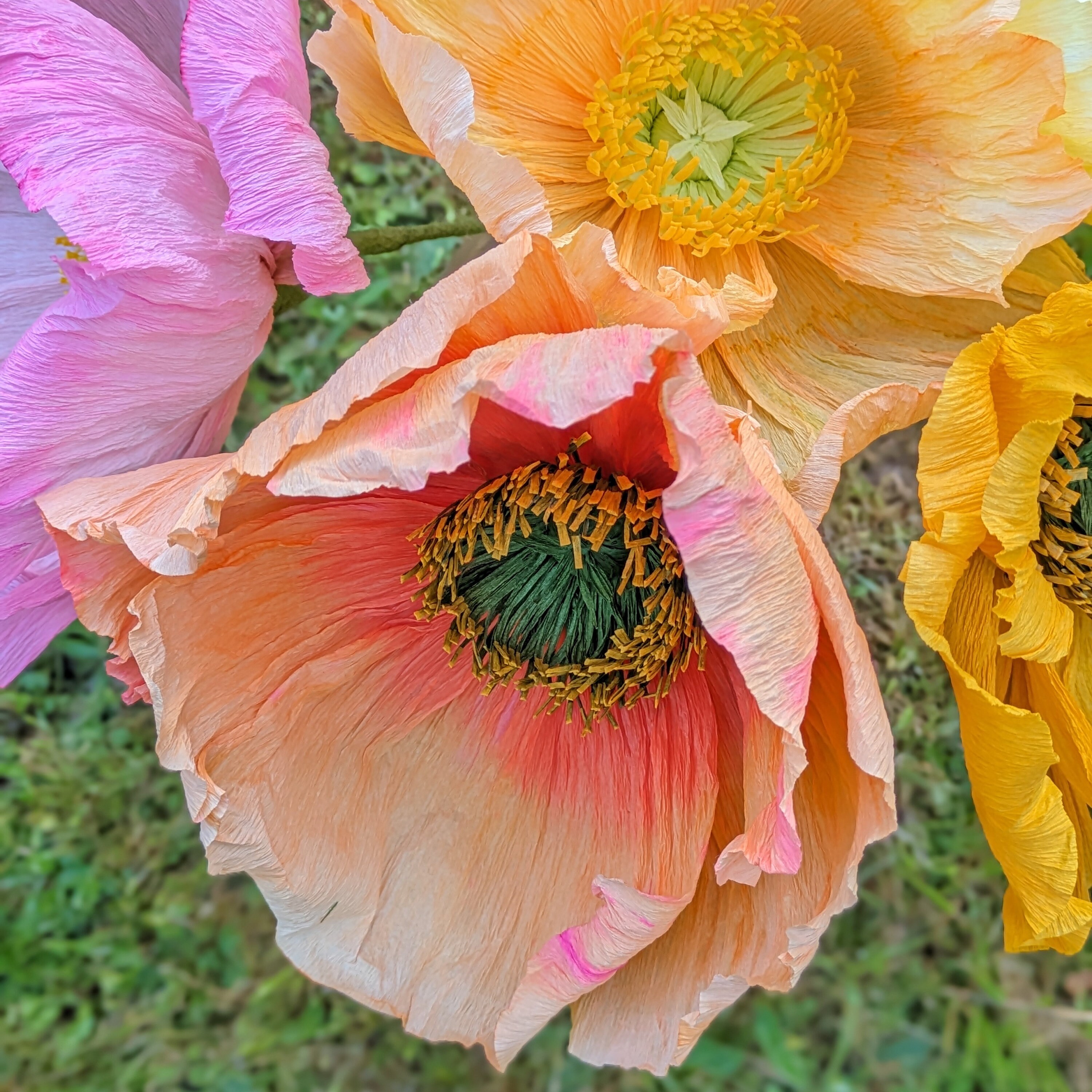 3 Crepe Paper Poppies | Poppy Faux Flowers, Orange, Wedding Floral ...