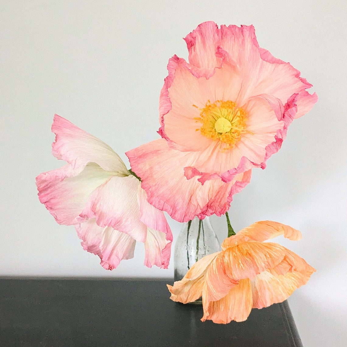 3 Crepe Paper Poppies | Poppy Faux Flowers, Vintage Look Wedding Floral ...