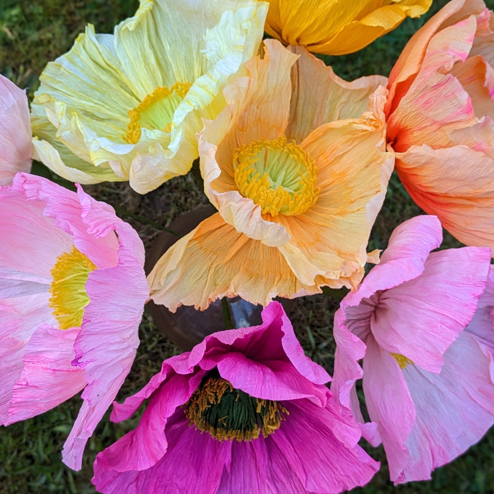 3 Crepe Paper Poppies | Poppy Faux Flowers, Orange, Wedding Floral ...