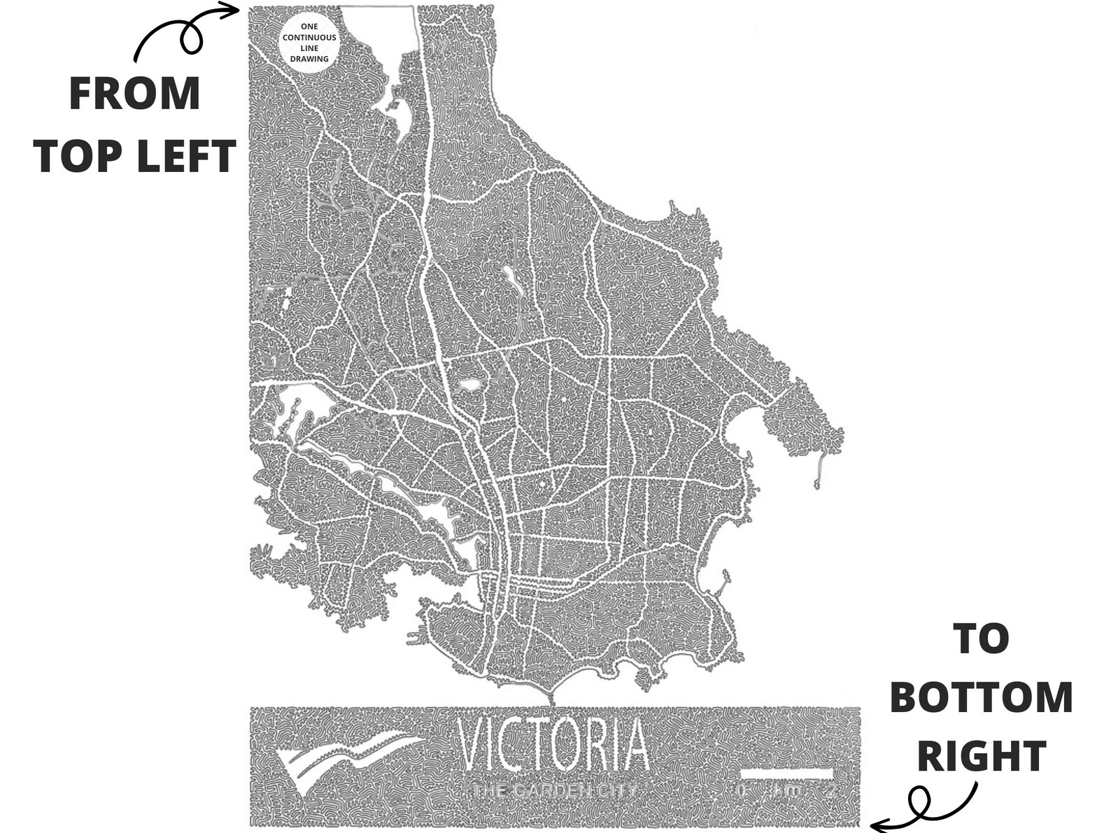 Victoria One Line Map Print, British Columbia Map, Victoria Art, Modern ...