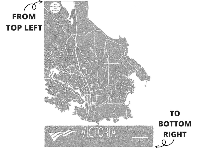 Victoria One Line Map Print, British Columbia Map, Victoria Art, Modern ...