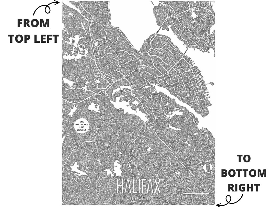 Halifax One Line Map Print, Nova Scotia Map, Halifax Art, Modern Map ...