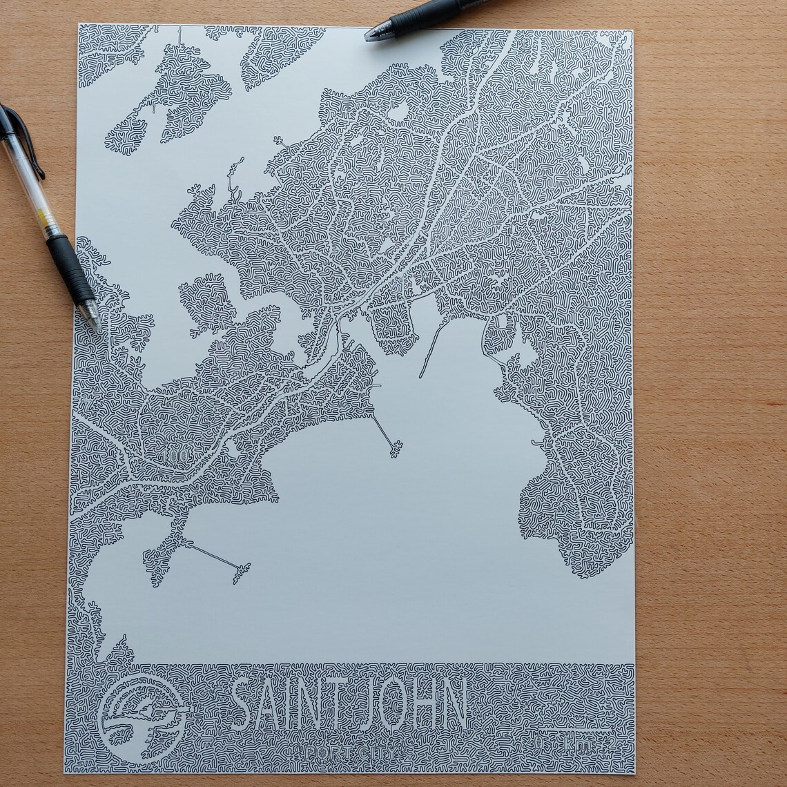 Saint John One Line Map Print, New Brunswick Map, Saint John Art ...