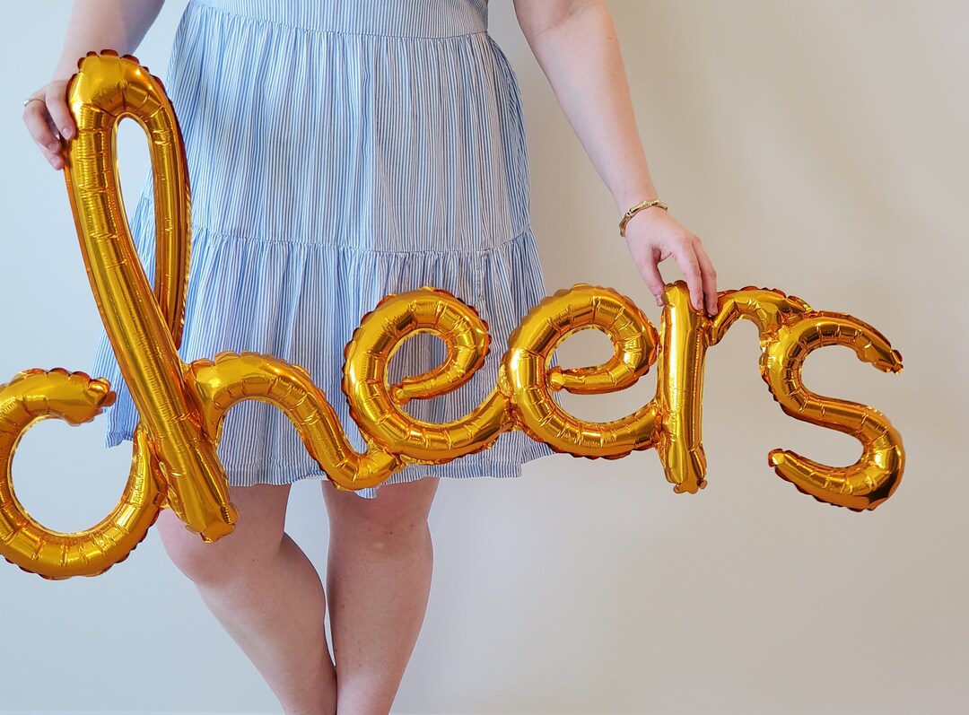 Cheers 40 Balloon Gold Cheers Balloon Photo Booth Prop Cheers Gold ...