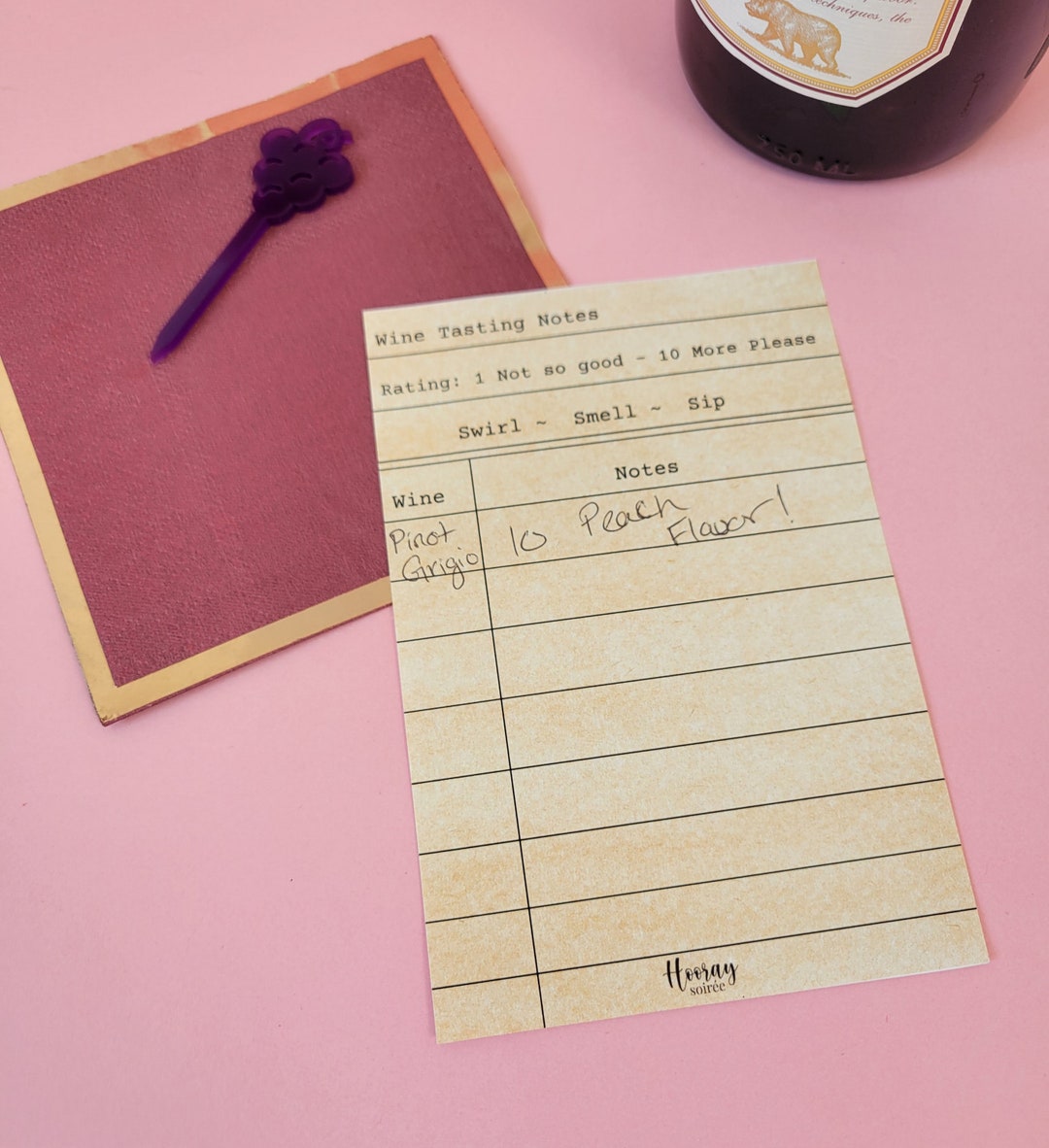 Wine Note Cards Set of 6 | Wine Tasting Note Cards - Etsy