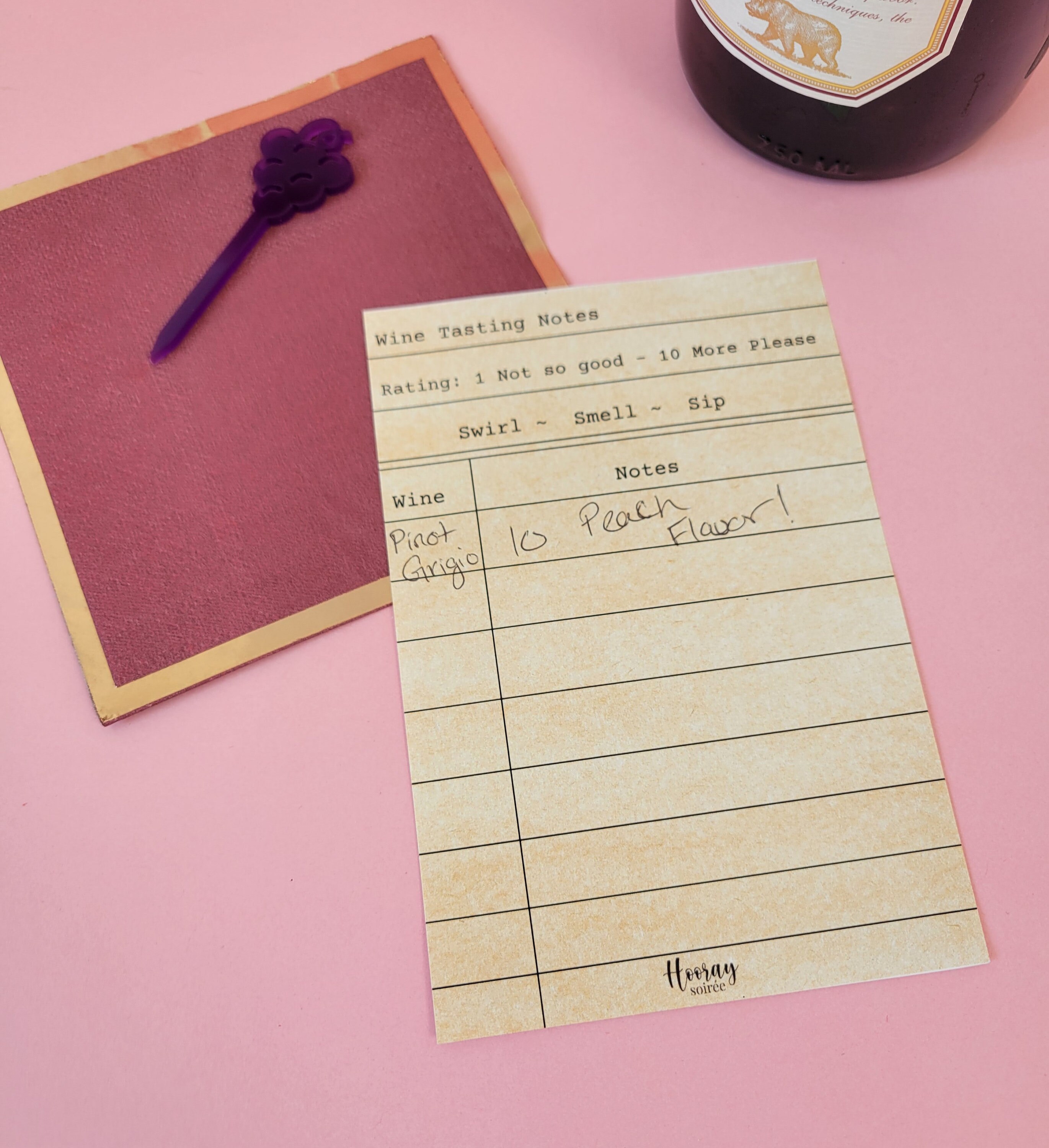 Wine Note Cards Set of 6 Wine Tasting Note Cards - Etsy