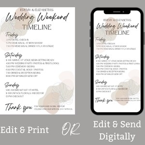 Wedding Weekend Timeline Template, Wedding Weekend Itinerary, Wedding ...