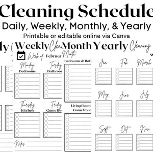 Cleaning Schedule Printable, Digital Cleaning Tracker Schedule ...