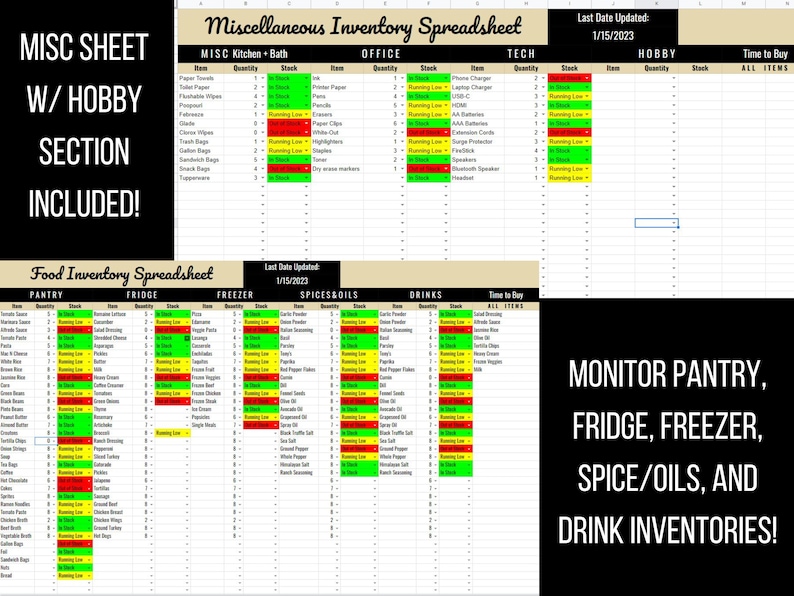 Ultimate Inventory Spreadsheet, Pantry Inventory List, Closet Inventory ...
