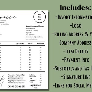 Editable Invoice Template, Custom Invoice With Logo, Printable or ...