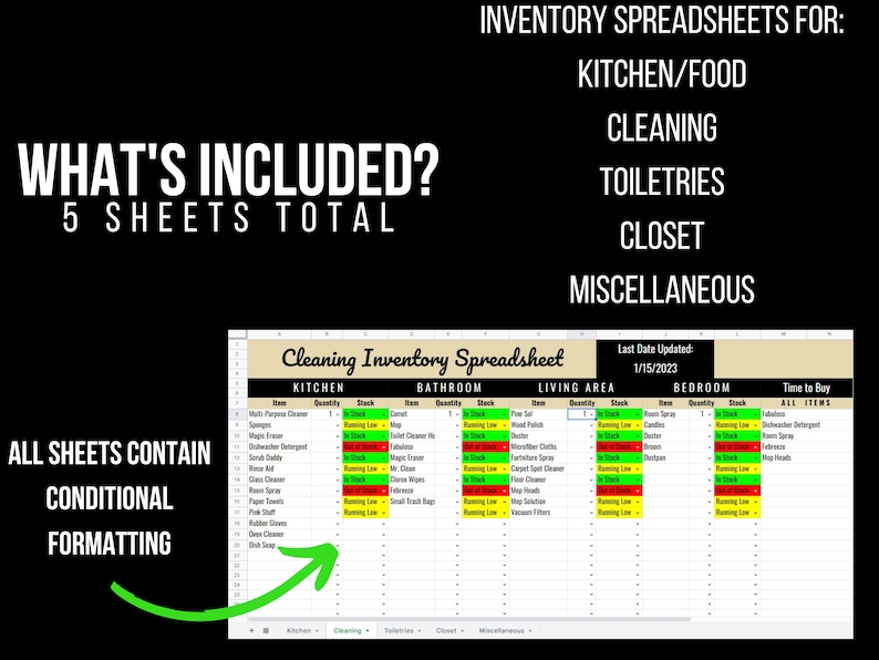 Ultimate Inventory Spreadsheet, Pantry Inventory List, Closet Inventory ...