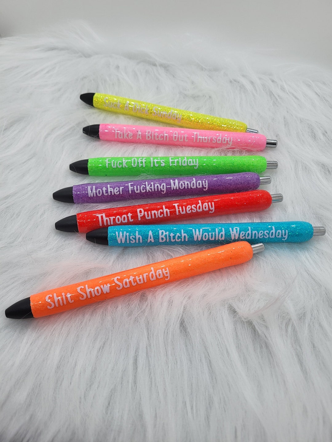 Neon Glitter Days of the Week Pens: Cuss Word Set - Etsy