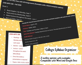 Minimalist Nursing School Lecture Outline Syllabus Organizer Weekly ...
