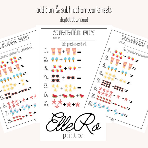 Addition Worksheets - Etsy