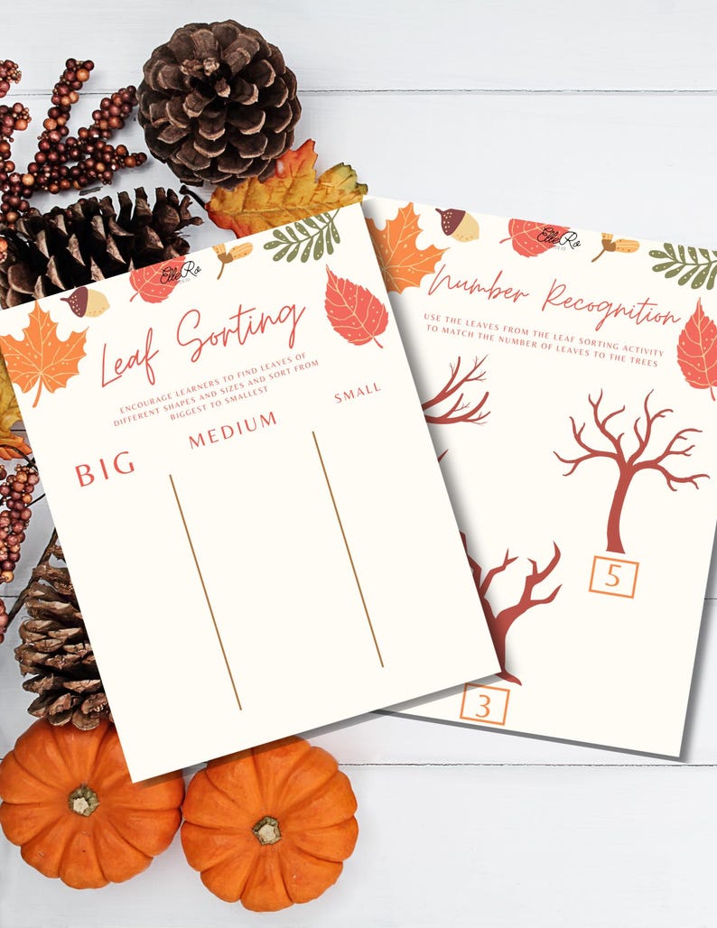 Montessori Printable Fall Activity Sensory Play Homeschool Worksheet ...