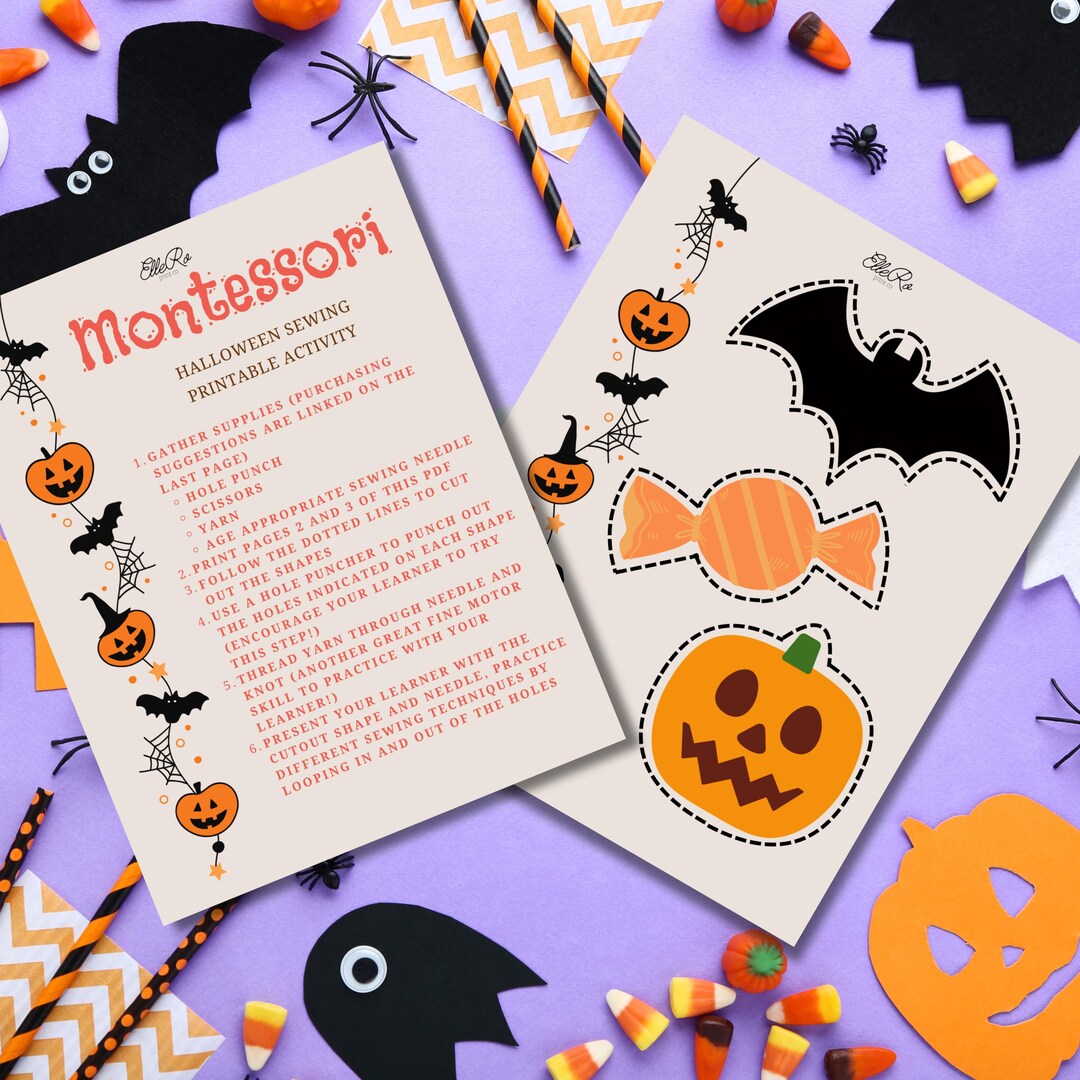 Montessori Printable Halloween Sewing Activity Sensory Play ...