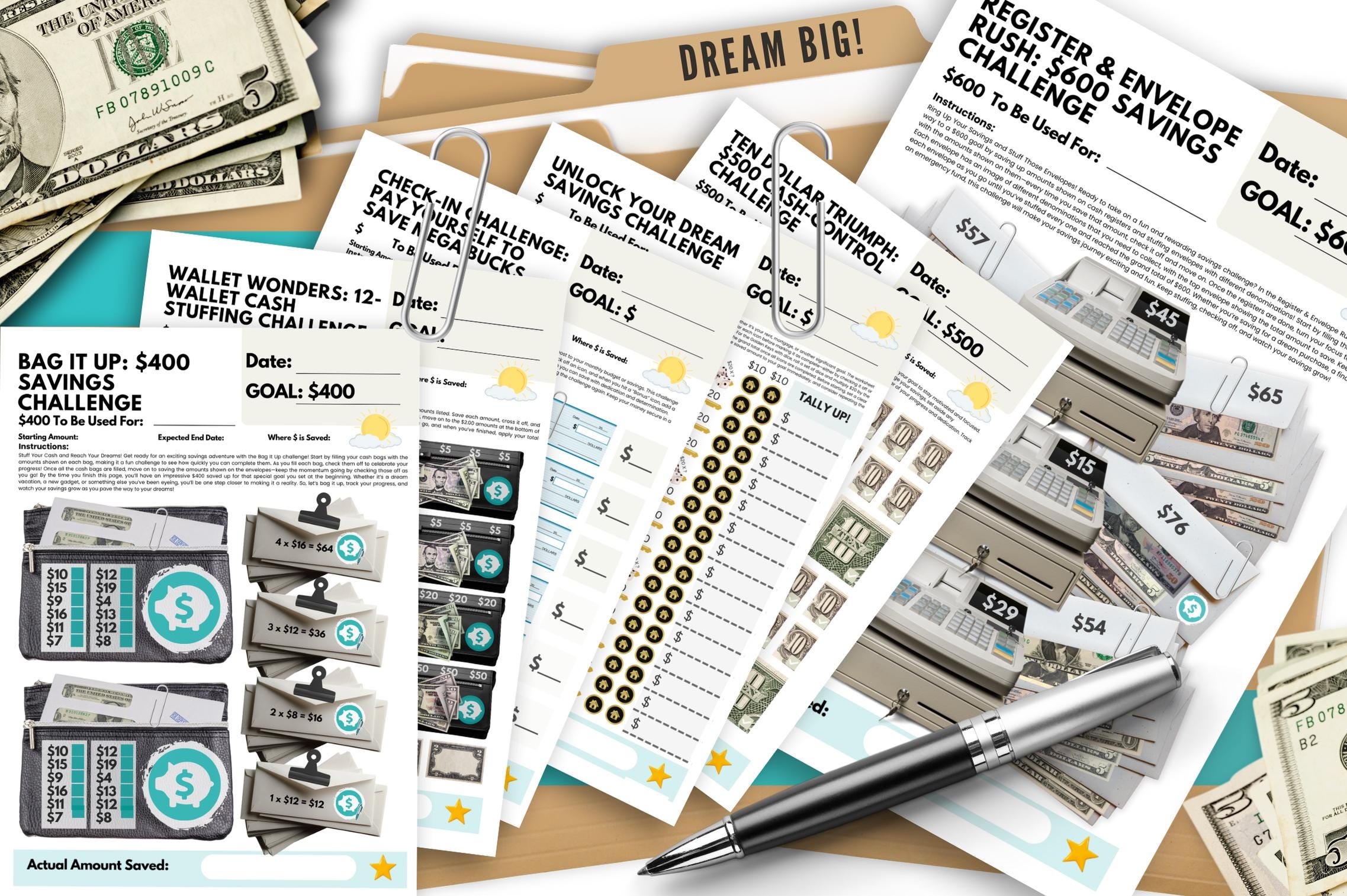 Cash Stuffing & Savings Challenge Bundle | Printable Budget Planner ...