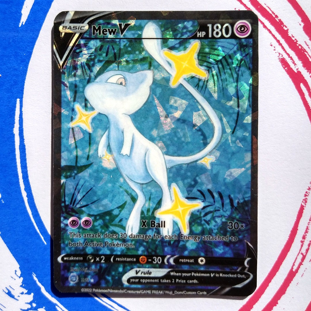 Shiny Mew V - Custom Pokémon TCG Holographic Card - Handmade Proxy - Etsy