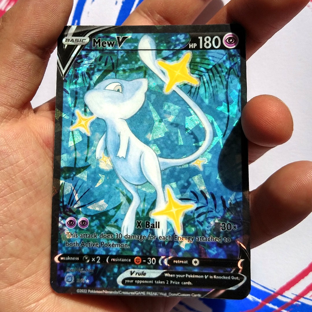 Shiny Mew V - Custom Pokémon TCG Holographic Card - Handmade Proxy - Etsy
