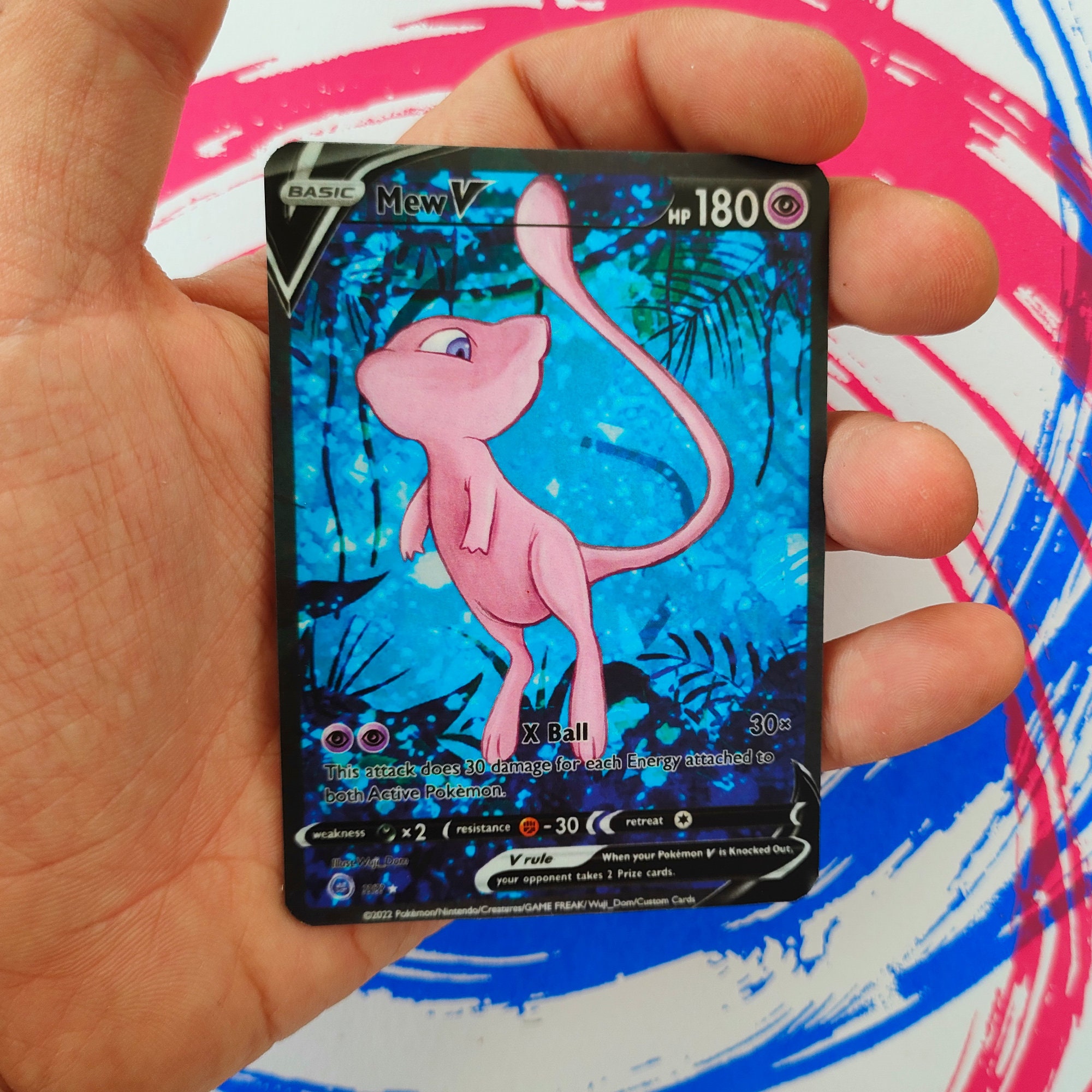 Shiny Mew V - Custom Pokémon TCG Holographic Card - Handmade Proxy - Etsy